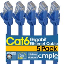 Cmple - [5 PACK] 10 Feet Cat5e Cable, Ethernet Patch Cord, White Cat5 ...