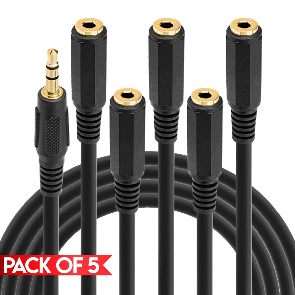 Cmple - [5 PACK] 25 Feet 3.5mm Extension Cable, Aux Male to Female Cord ...