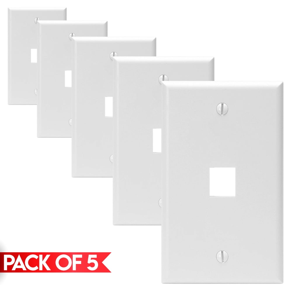 Cmple - [5 Pack] 1 Port Keystone Wall Plate, Snap-In Keystone Jack ...