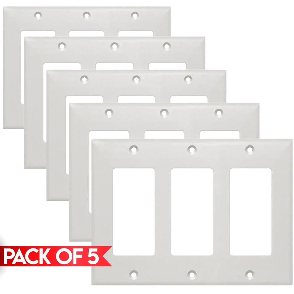 Cmple - [5 Pack] 3-Gang Decora Wall Plate, GFCI Device Faceplate ...