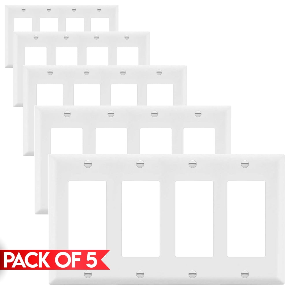 Cmple - [5 Pack] 4-Gang Decora Wall Plate, GFCI Device Faceplate ...