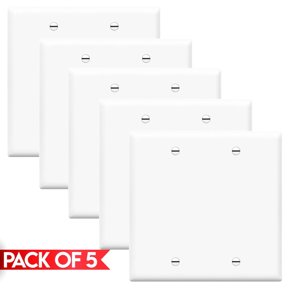 Cmple - [5 Pack] Dual Gang Blank Wall Plate, White 2 Gang Wallplate ...