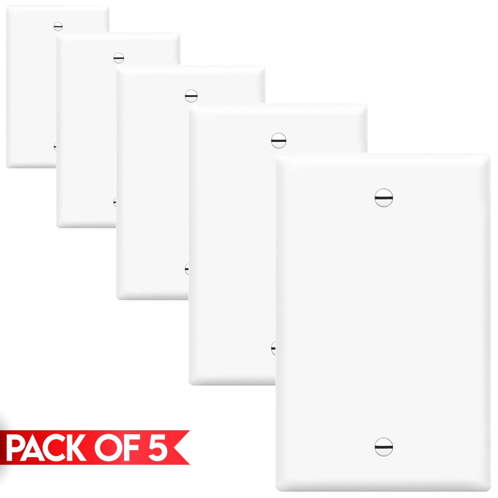 Cmple - [5 Pack] Single Gang Blank Wall Plate, White 1 Gang Wallplate ...