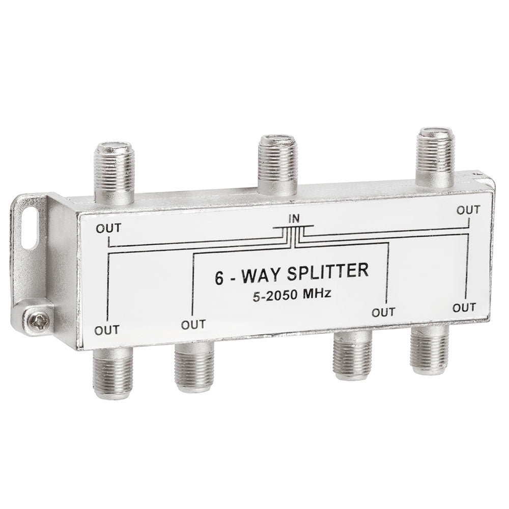 Cmple - 6-Way Splitter 5-2050MHz F-Type - Walmart.com