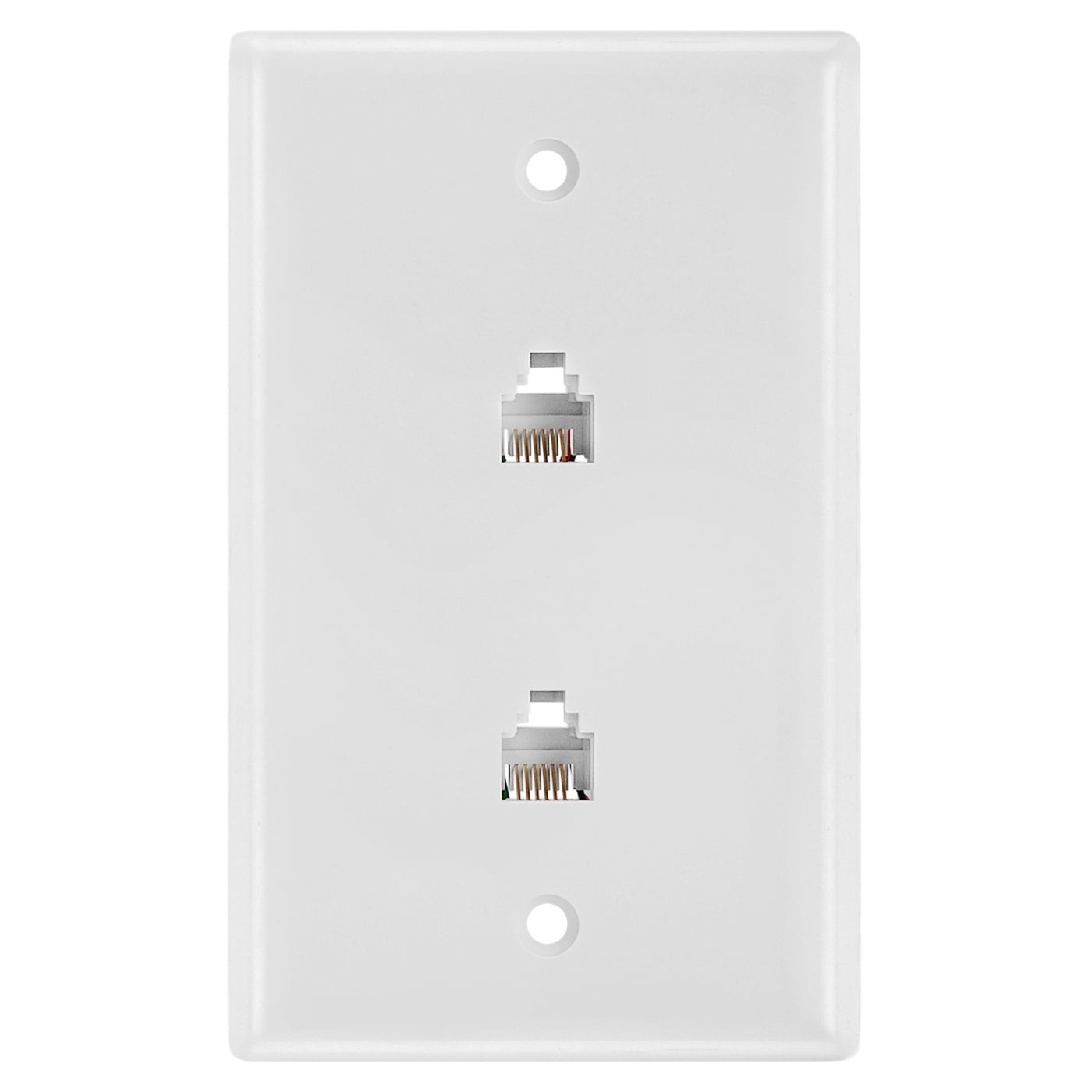 Cmple - Double RJ11 Connector with 6 Conductors Phone Wall Plate Jack ...