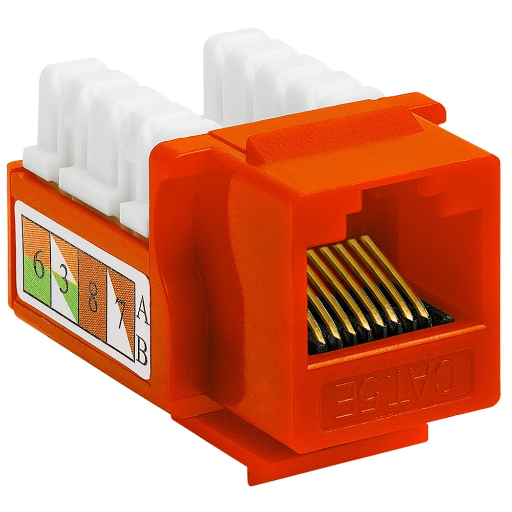 Cmple - RJ45 Keystone Jack 90 Degree Cat5e Keystone Jack Insert Punch ...