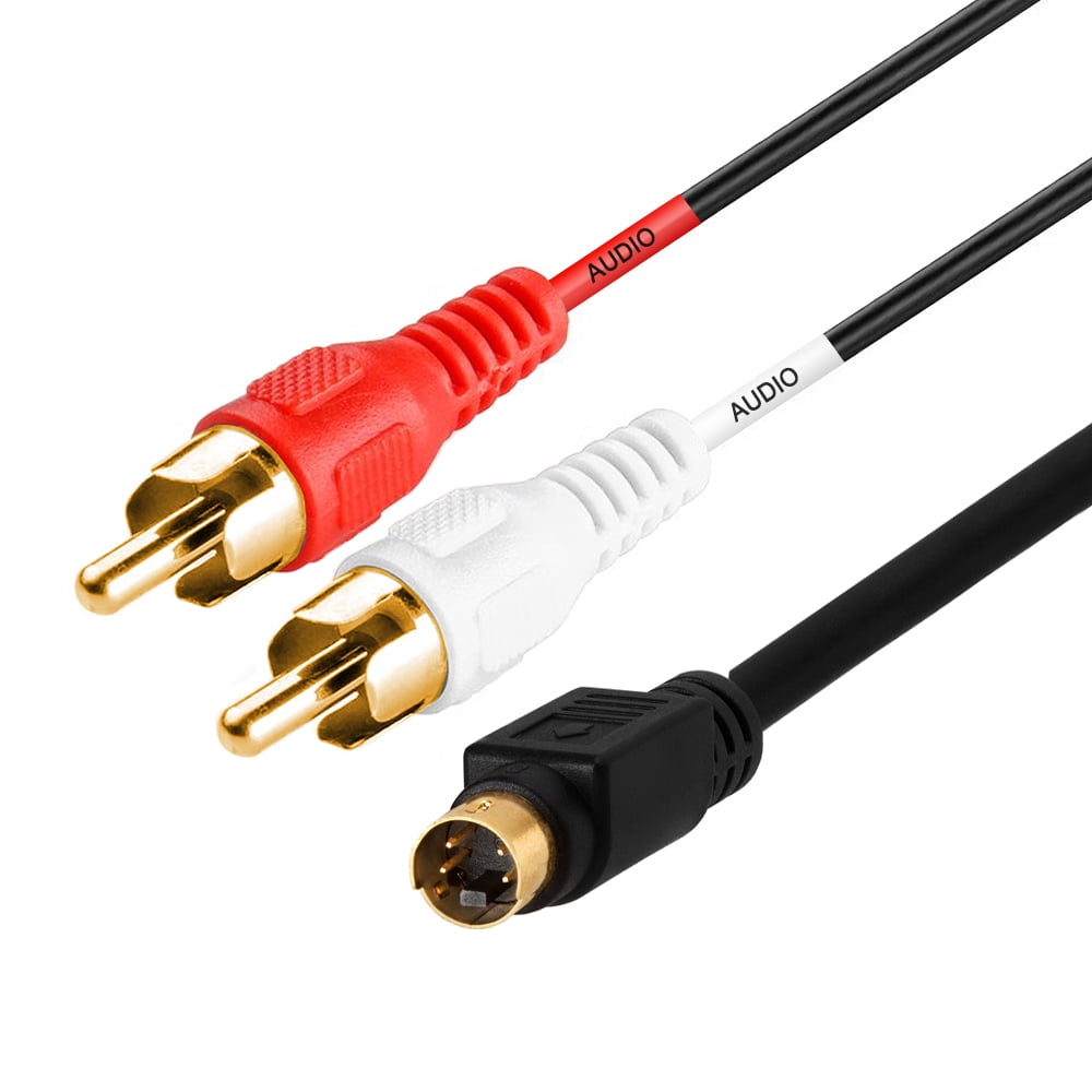 Cmple - S-Video & 2-RCA Audio Cables Combo 4 Pin SVideo Male Cord, Gold ...