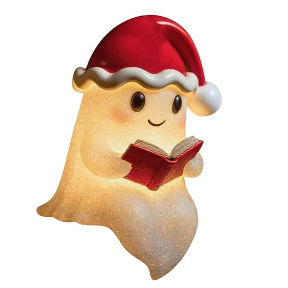 Cmunyle 17Cm Christmas Ghost Reading Book Lamp Plastic Decorative Light ...