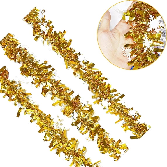 Cmunyle 6 Feet Yellow Christmas Hairy Tinsel Garland Strand Hanging ...