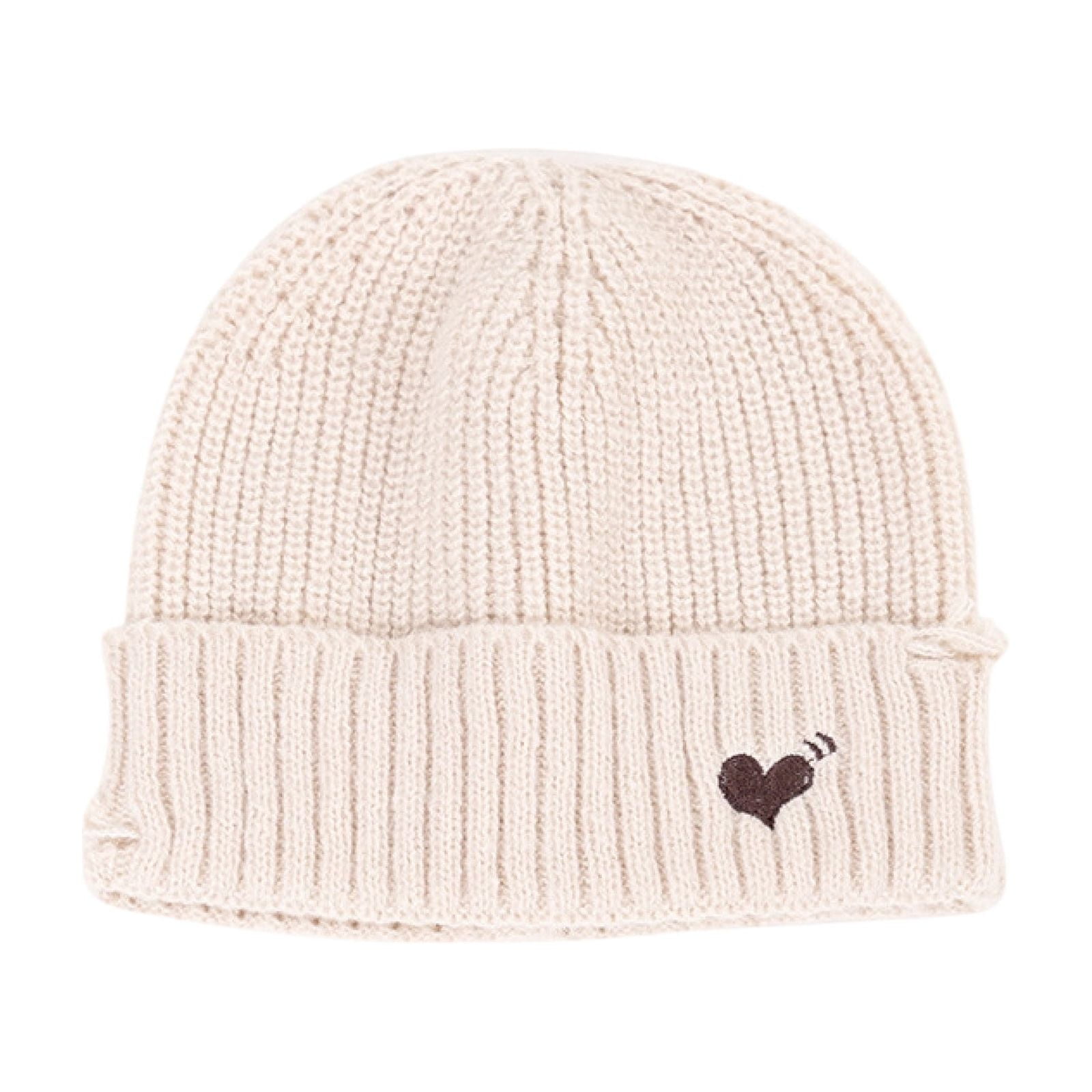 Cmunyle Beige Fashion Knitted Beanie For Women - Ripped Knit Design ...