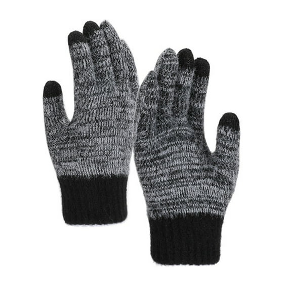 Cmunyle Black Women'S Winter Knitted Wool Five-Finger Warm Gloves Plus ...
