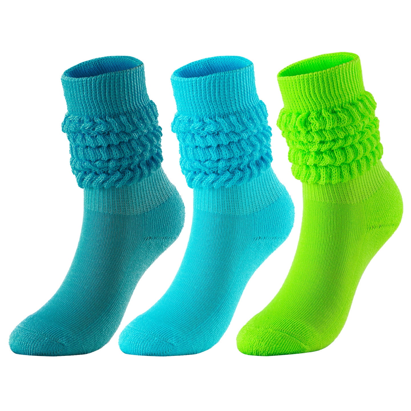 Cmunyle Blue Women'S Scrunch Socks 3 Pairs Set Slouchy Ankle Calf Crew ...
