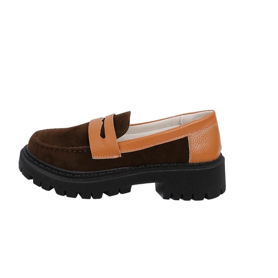 Cmunyle Casual Medium Heel Shoes For Women Round Toe Design In Brown ...