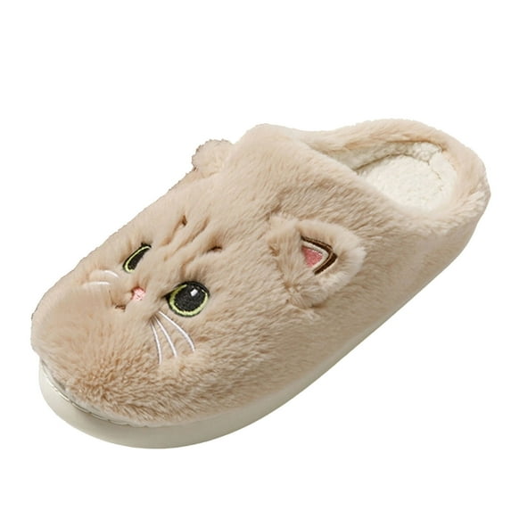 Cmunyle Cat Face Furry Slippers For Men And Women Indoor Outdoor Home ...