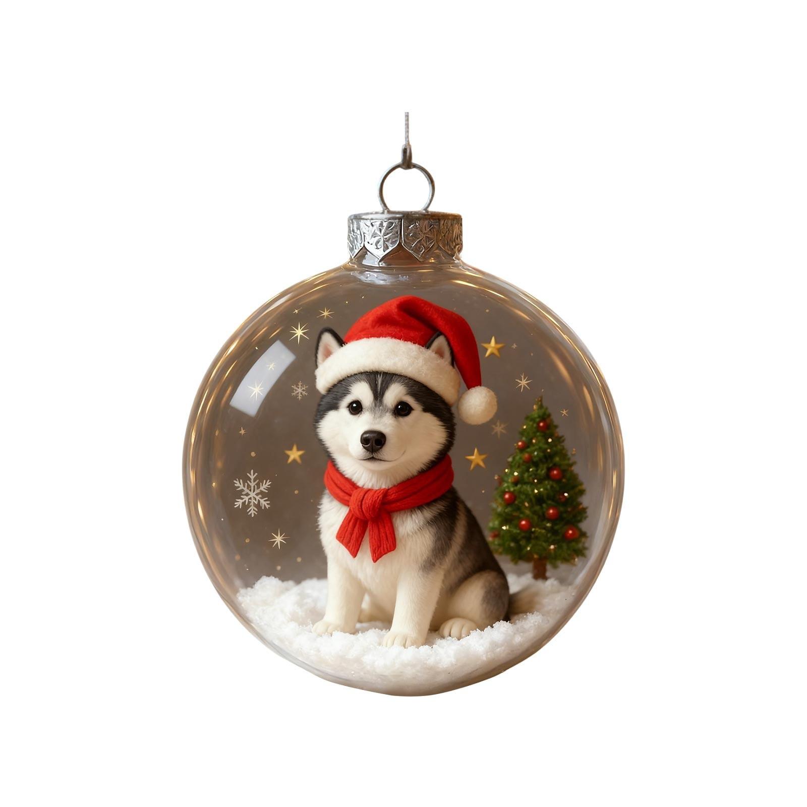 Cmunyle Clear Plastic Christmas Ball Ornament A With Small Animal Scene ...