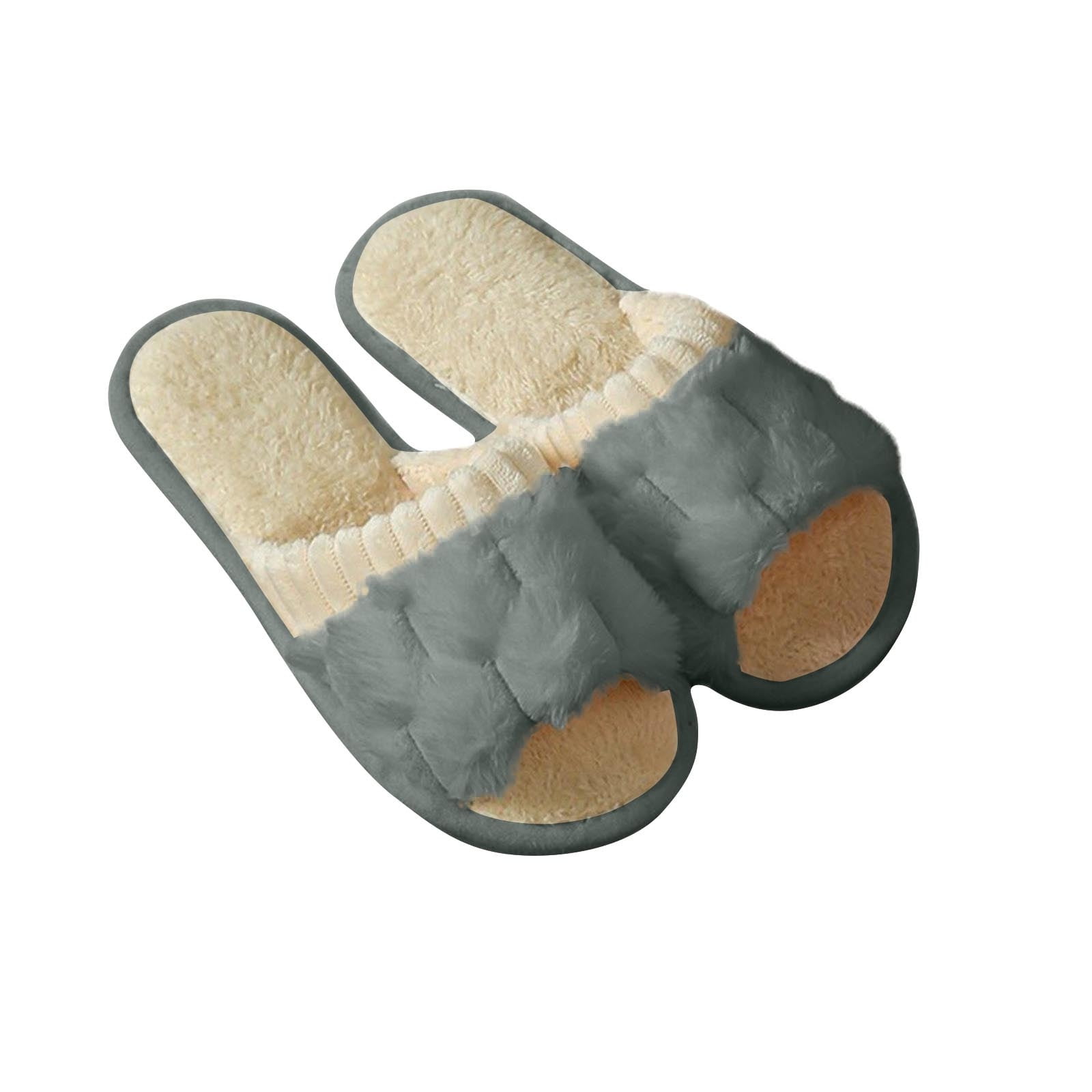 Cmunyle Cozy Color Block Slippers For Women Plush Cute Warm Indoor ...