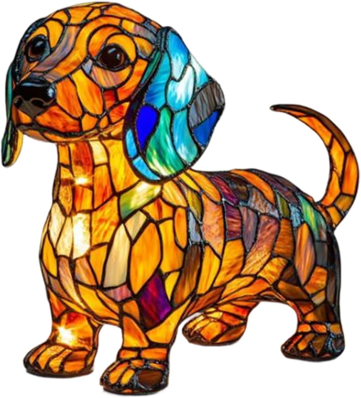 Cmunyle Dog Night Light A Dachshund Shape Resin Art Lamp With Stained ...