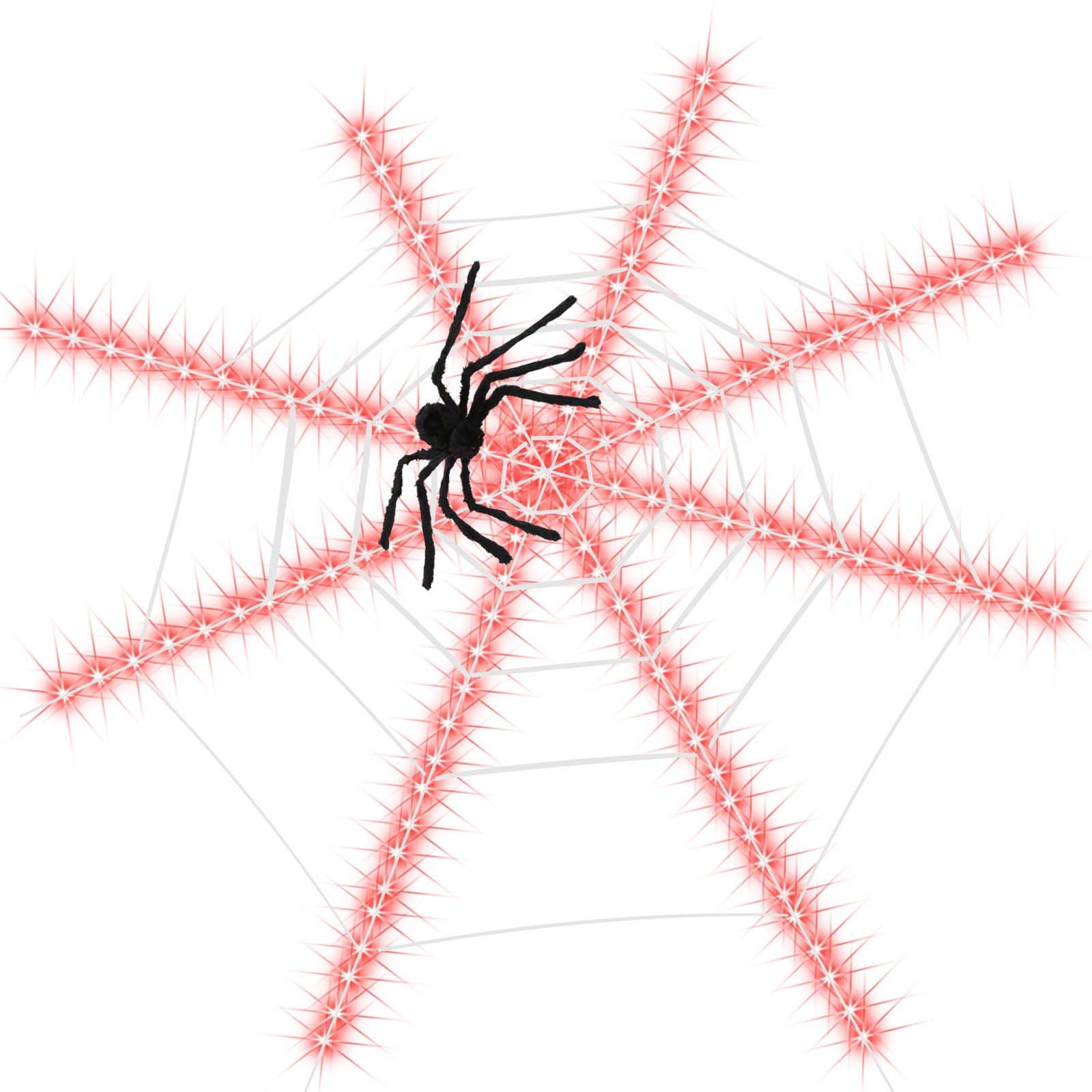 Cmunyle Halloween Spider Web Lights 12Ft,120 LED Halloween Decorations ...