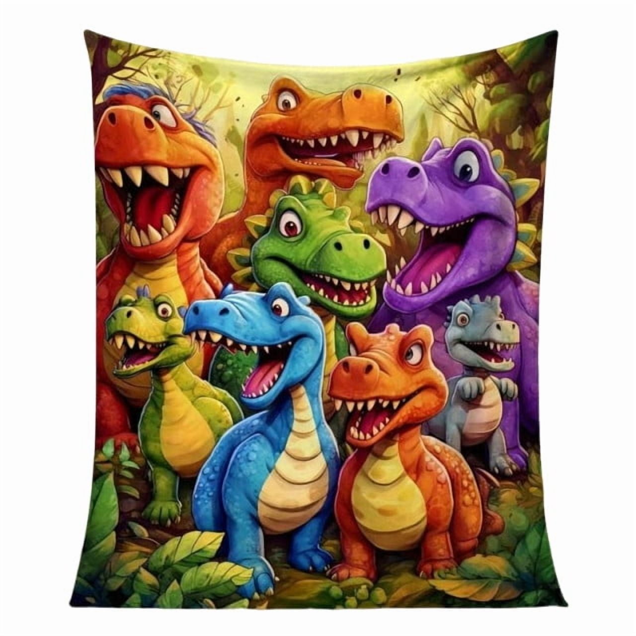 Cmunyle Kids Dinosaur Flannel Blanket 59X51 Inches Soft Velvet Throw ...