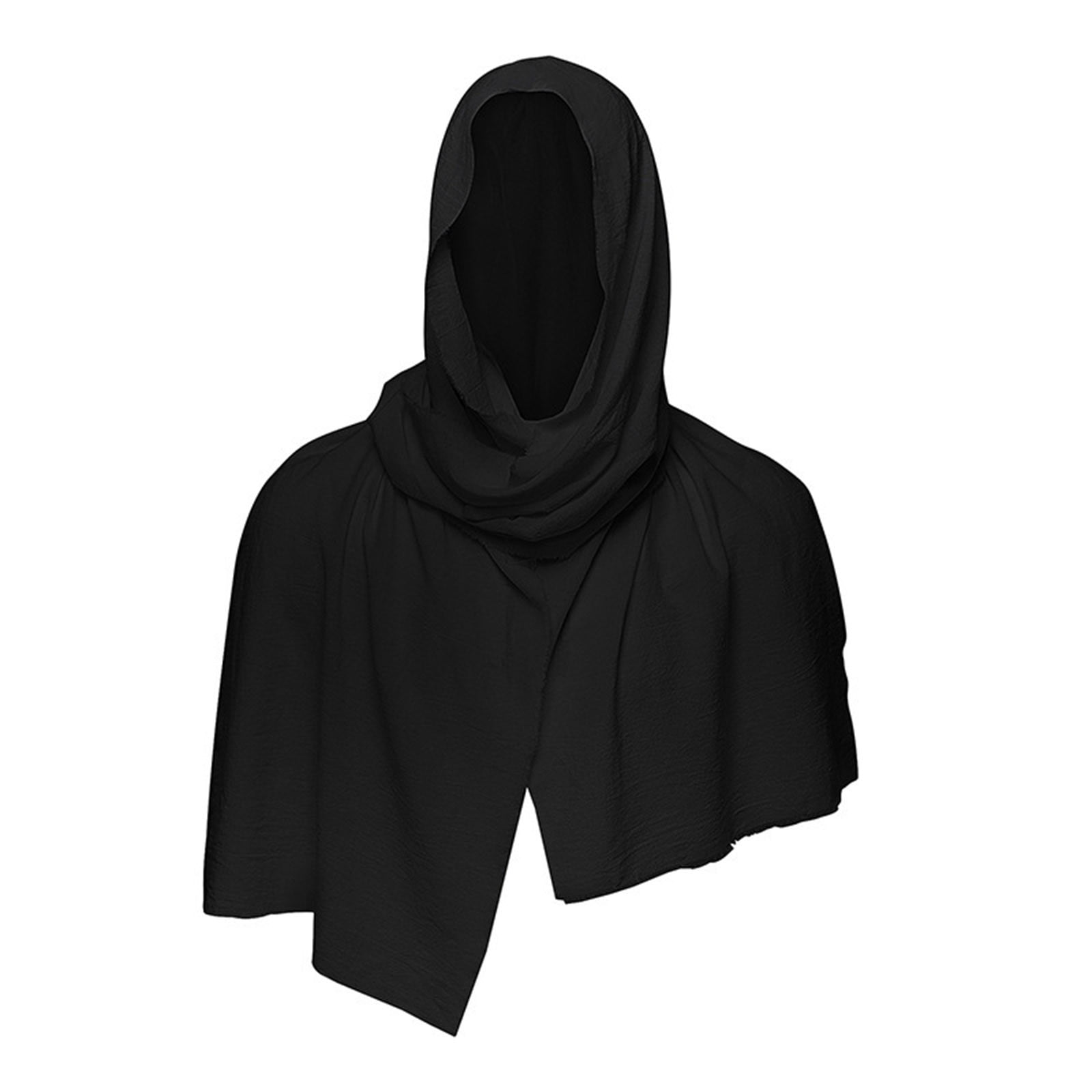 Cmunyle Medieval Hooded Scarf For Men Solid Color Warm Sunscreen ...