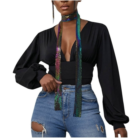 Cmunyle Multicolor Glitter Fine Neck Ornament Scarf For Women Manual ...