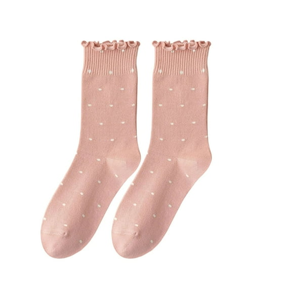 Cmunyle Pink Dotty Lace Socks For Women Winter Warm Wool Blend Knitted ...