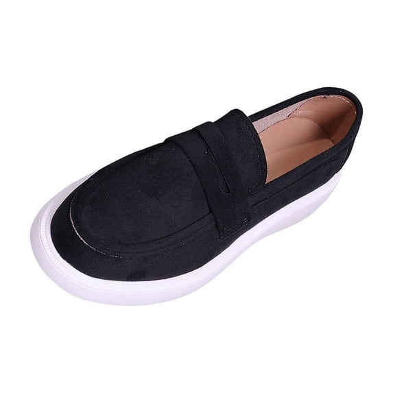 Cmunyle Platform Flats For Women In Black Featuring Round Toe Sturdy ...