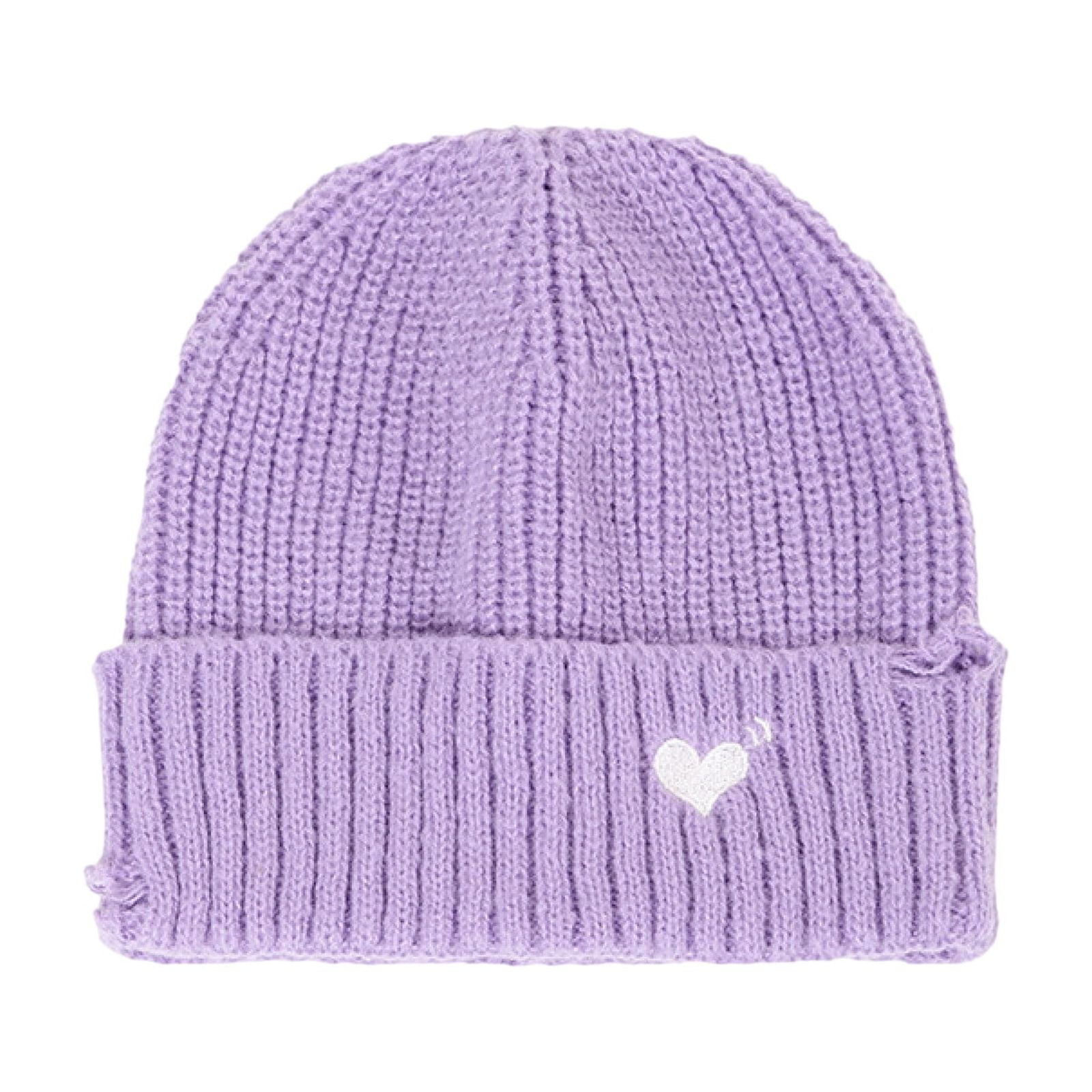 Cmunyle Purple Fashion Knitted Beanie For Women - Ripped Knit Design ...
