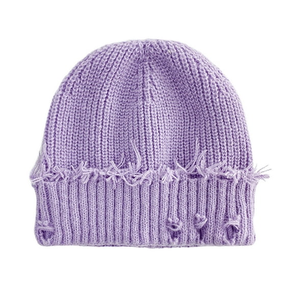 Cmunyle Purple Women'S Winter Fashion Ripped Knitted Large Head ...