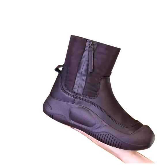 Cmunyle Solid Color Zipper Fleece Lined Snow Boots For Women Casual ...