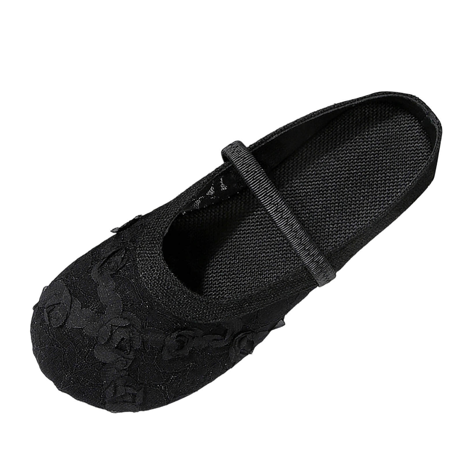 Cmunyle Women'S Black Lace Flower Mary Jane Flat Round Toe Breathable ...