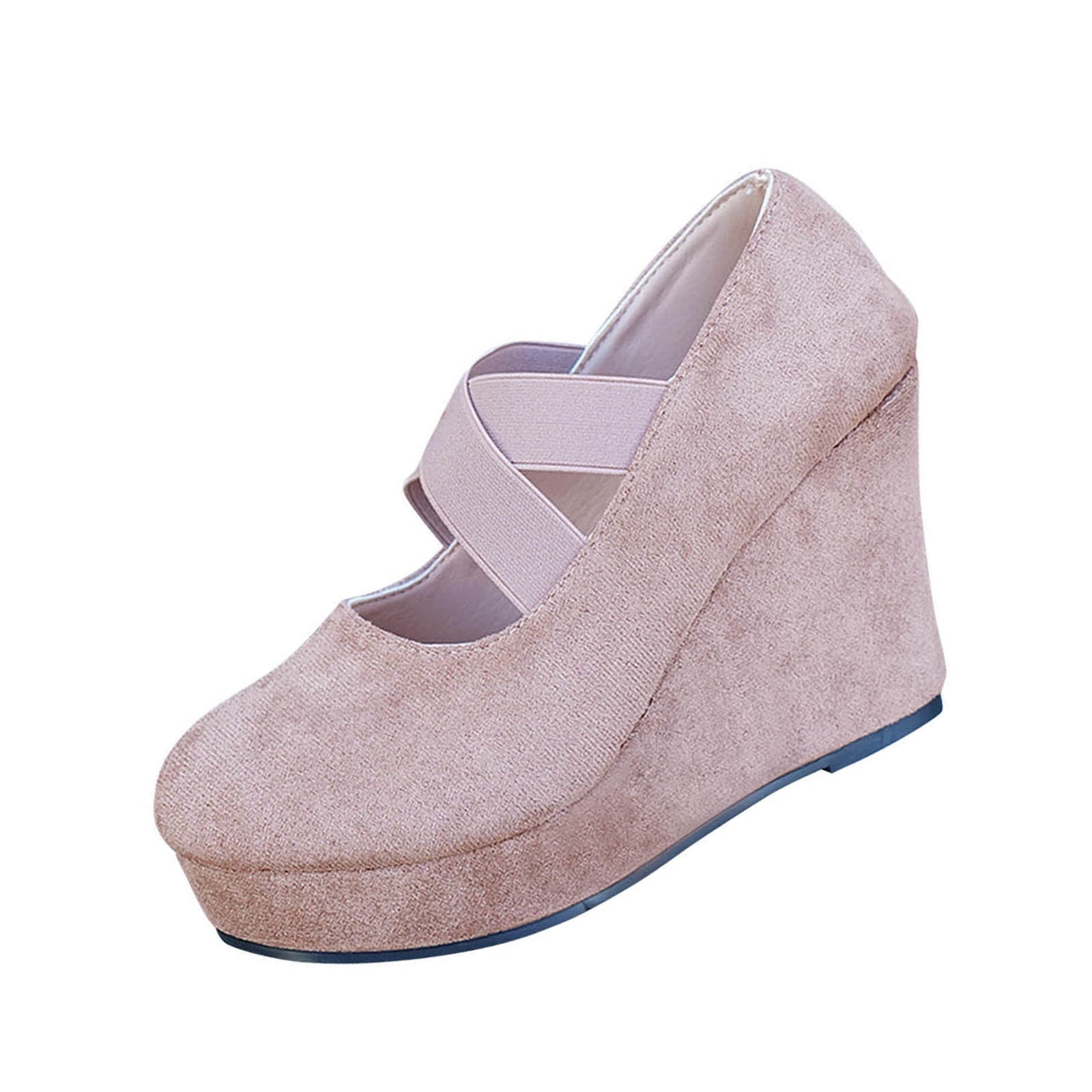 Cmunyle Women'S Crisscross Strap Wedge Shoes In Khaki Pu Upper Delivers ...