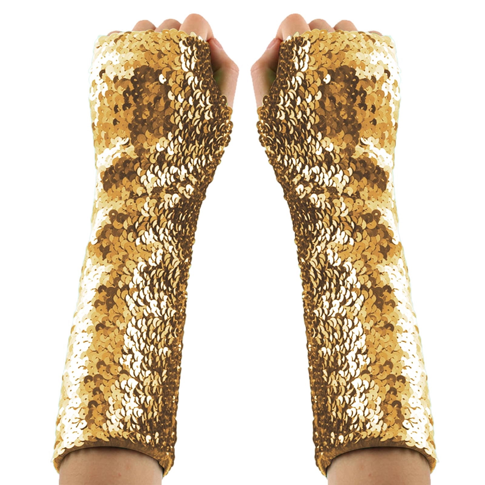 Cmunyle Women'S Metallic Sequin Gloves High Elastic Stretchy Sparkly ...
