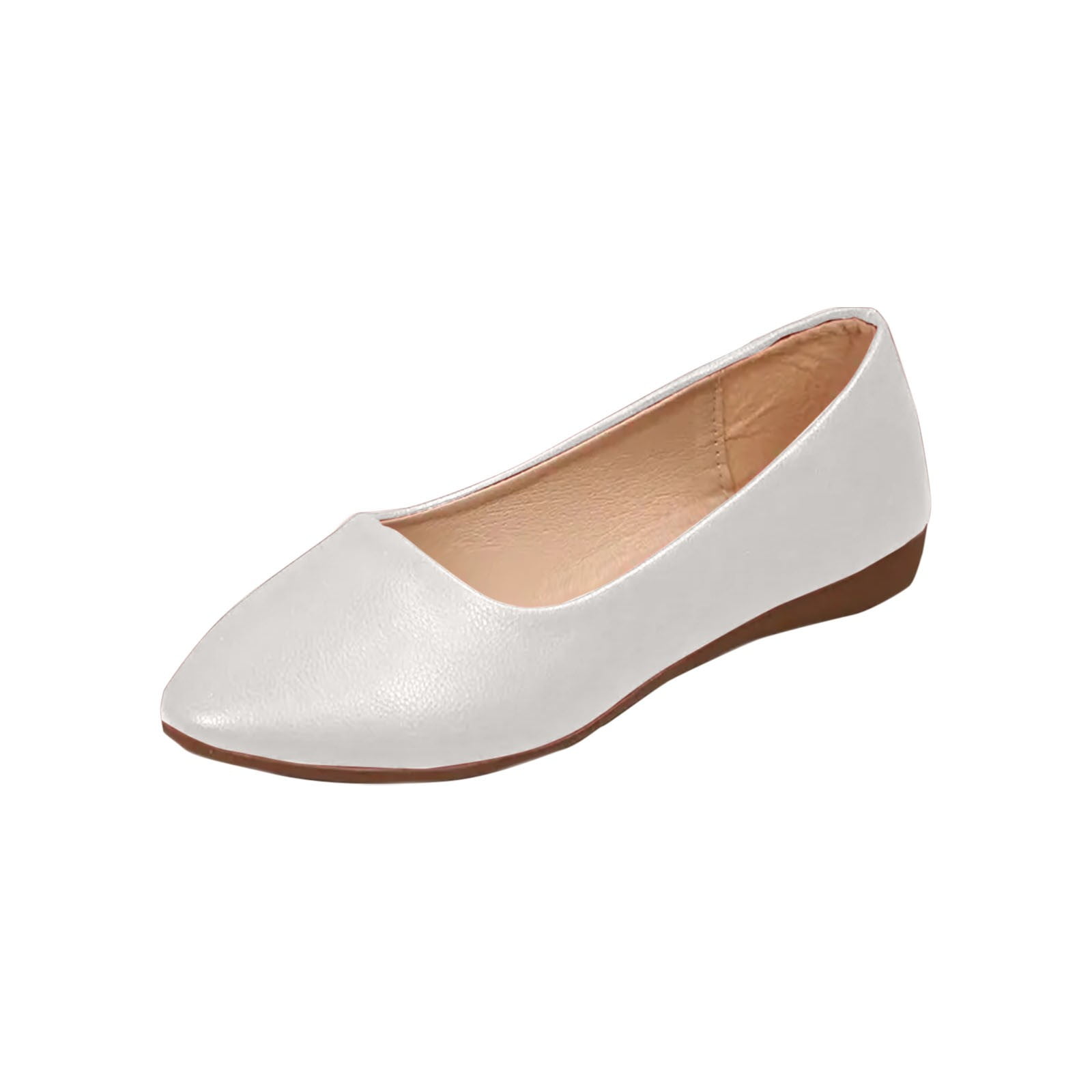 Cmunyle Women Slip On Flats Pointed Toe Faux Leather Low Wedge Heel ...