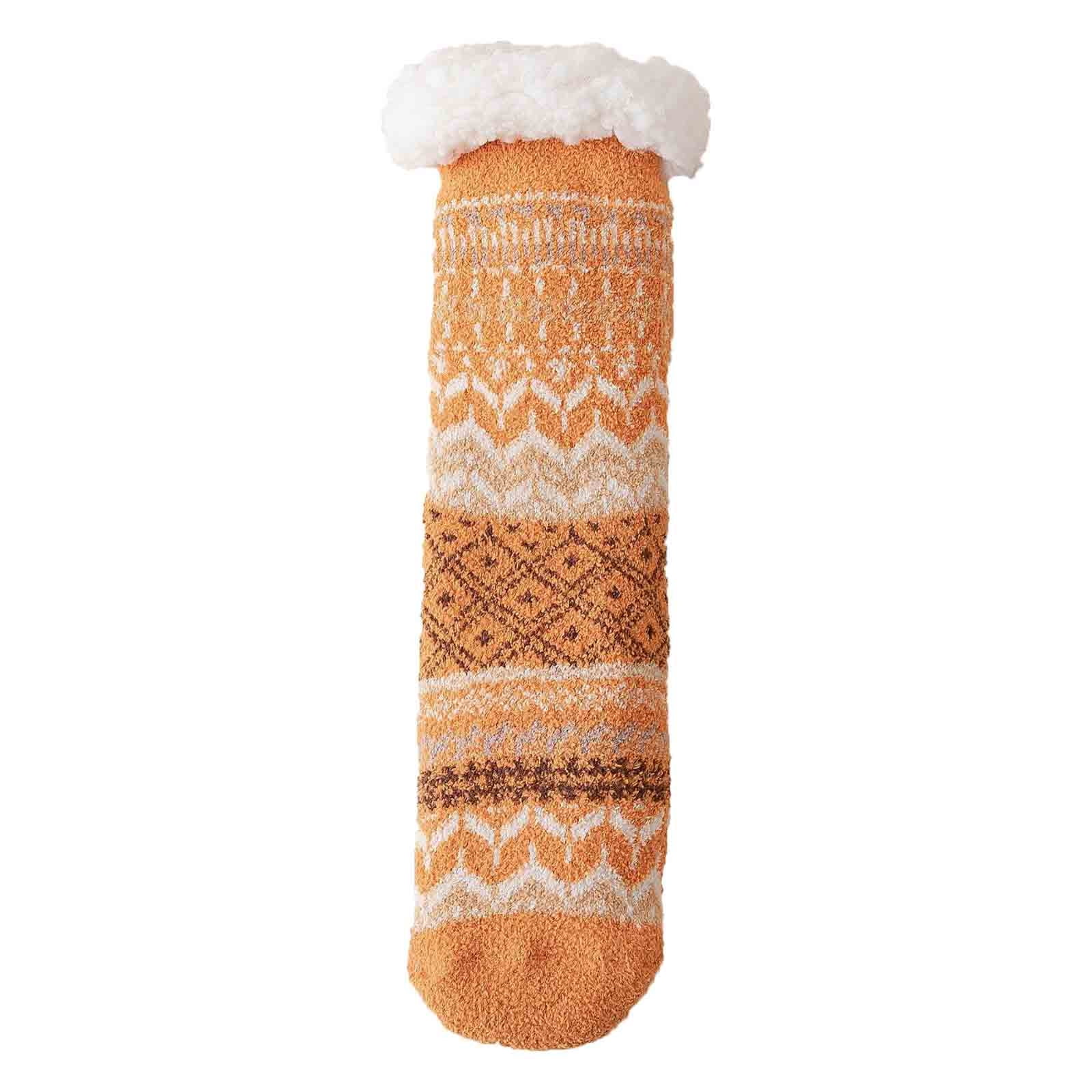 Cmunyle Womens Mid-Calf Slipper Socks Winter Warm Fleece Lined Cozy ...