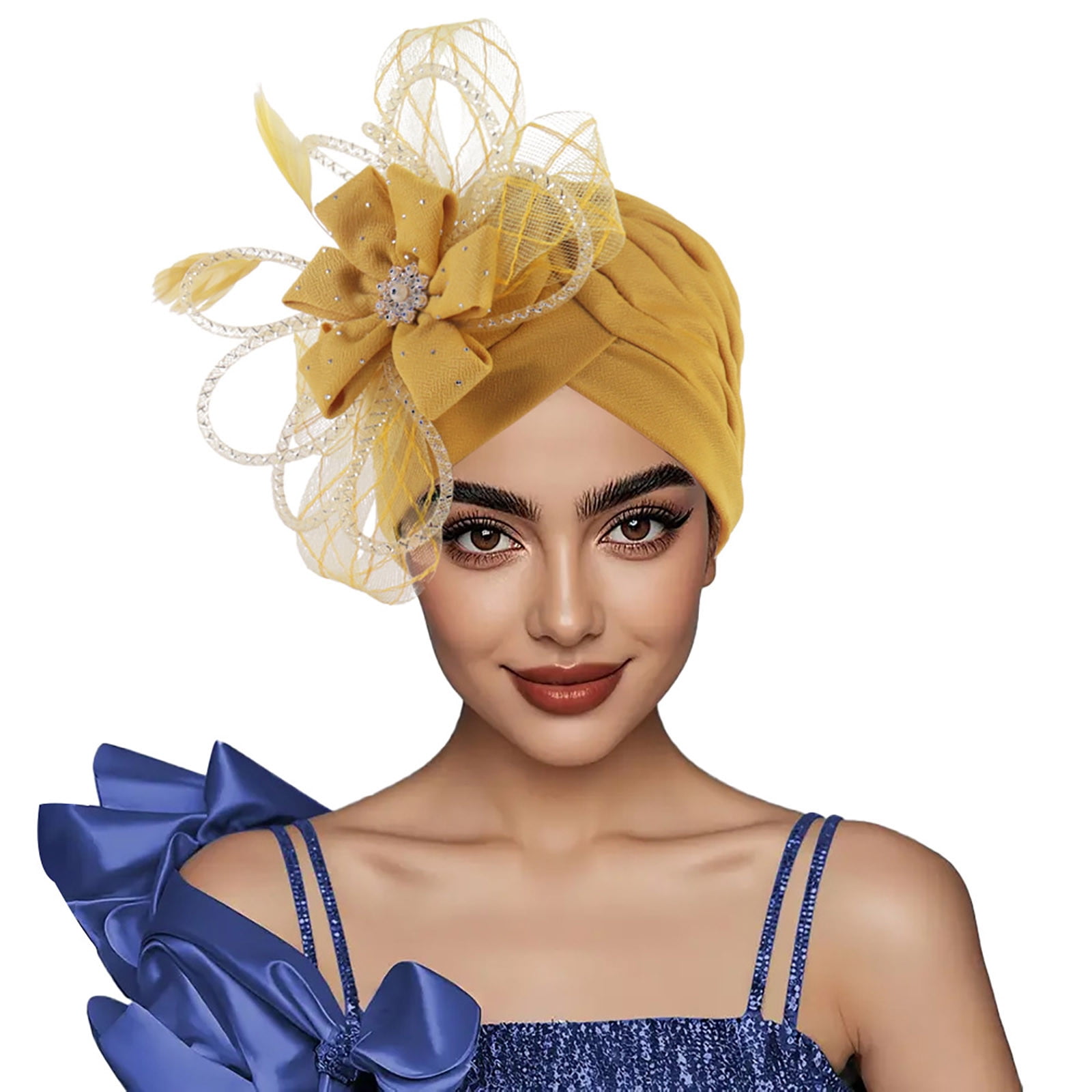 Cmunyle Womens Side Panel Floral Air Layer Head Scarf Shawl Cap Free ...