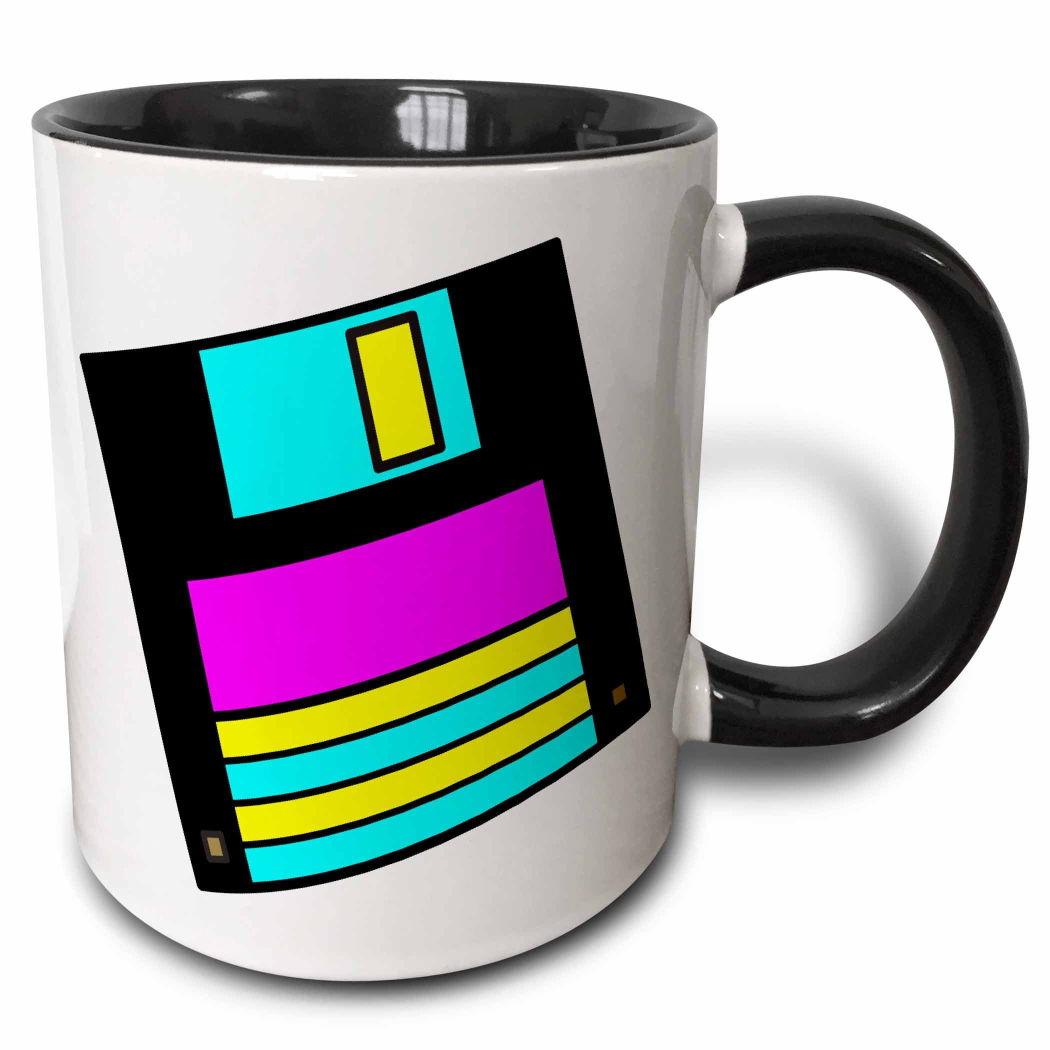 3drose, Cmyk Retro Floppy Disk Icon Vector Cartoon, 15oz Two-tone Black ...