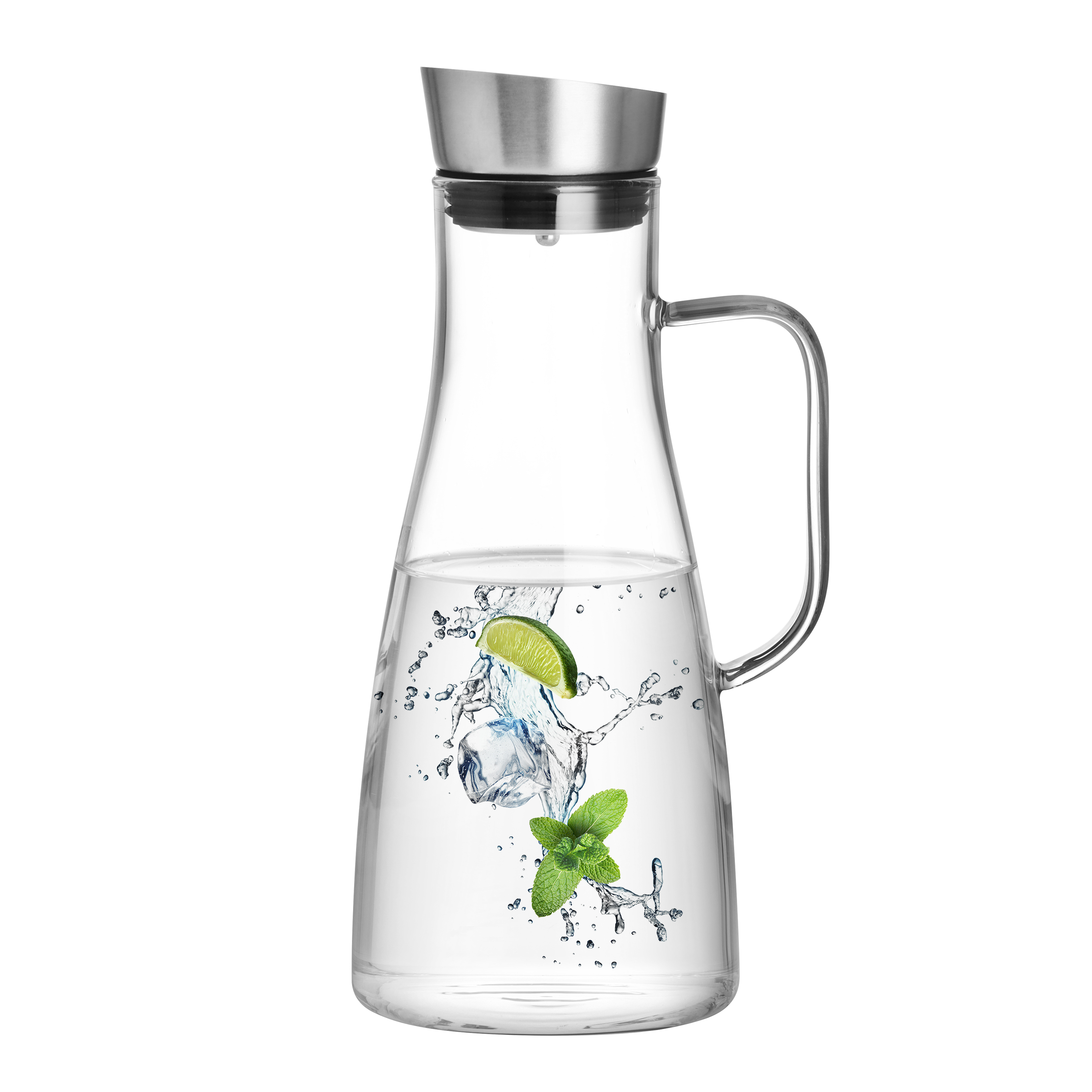 Big Beverage Glass Pitcher with Stainless Steel Lid, 2.5 Liter for Hot ...