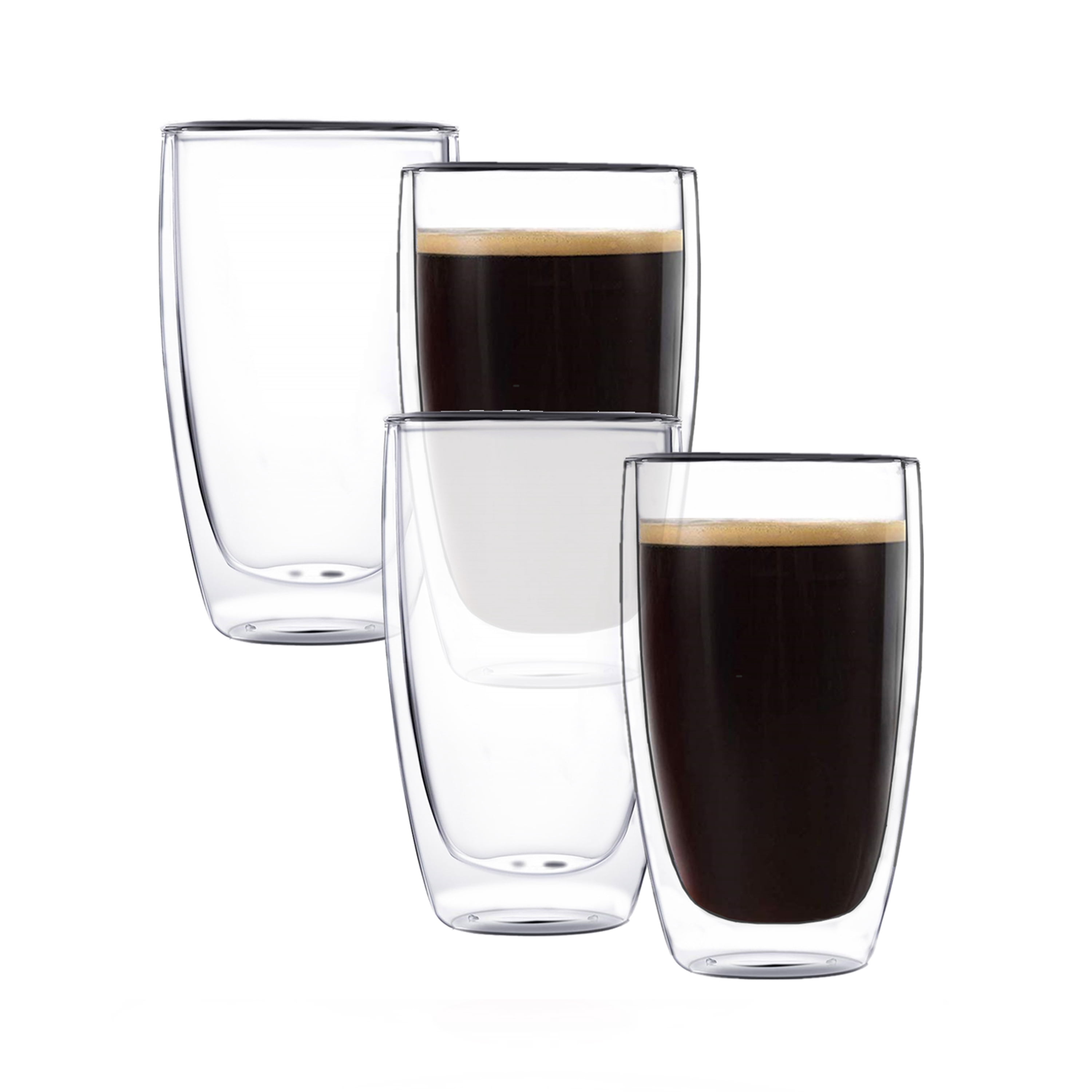 CnGlass Double Wall Thermo Glass Coffee Cups 13.5 oz, Clear Insulated ...