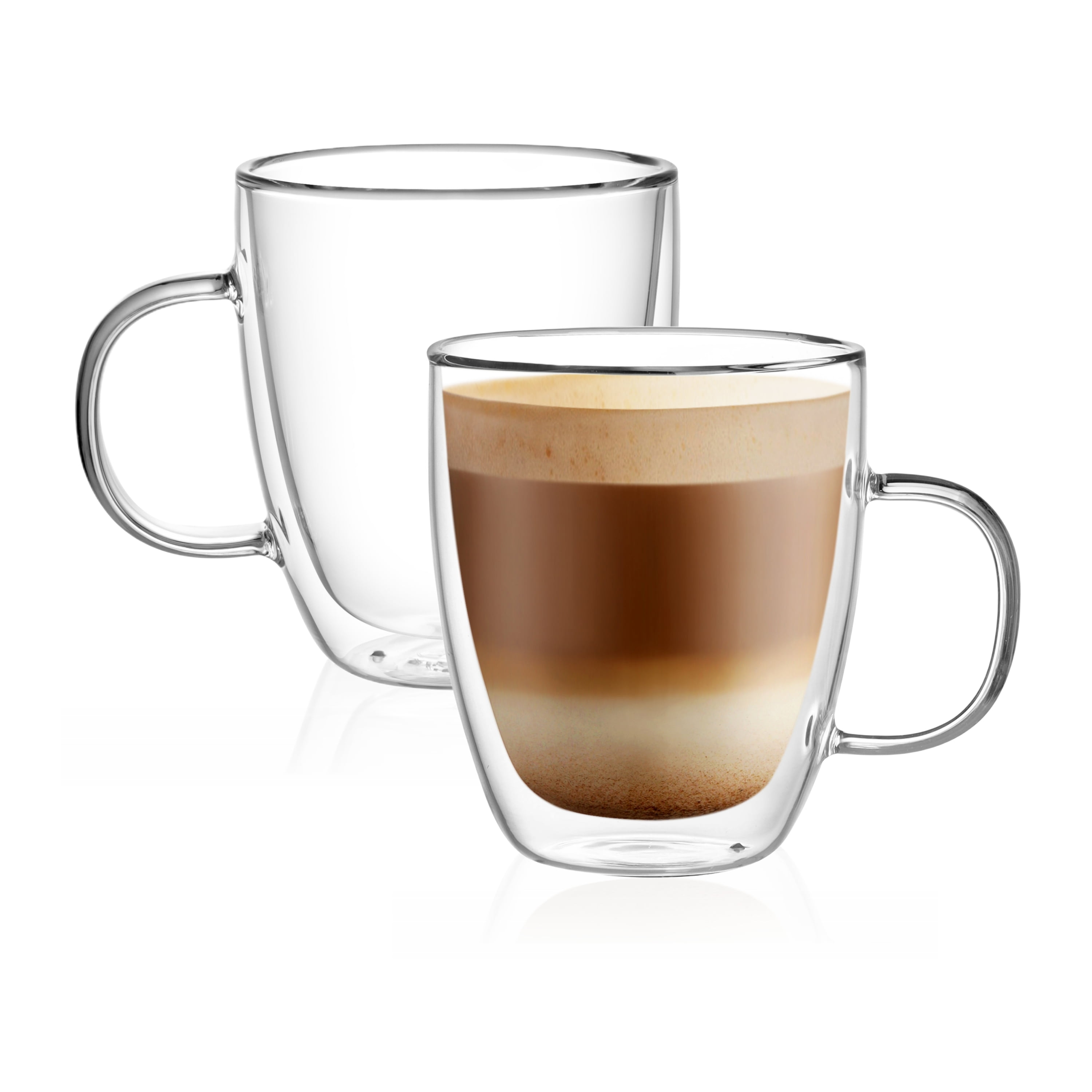 CnGlass 12oz Large Glass Coffee Mugs Set of 2, Double Walled Insulated ...