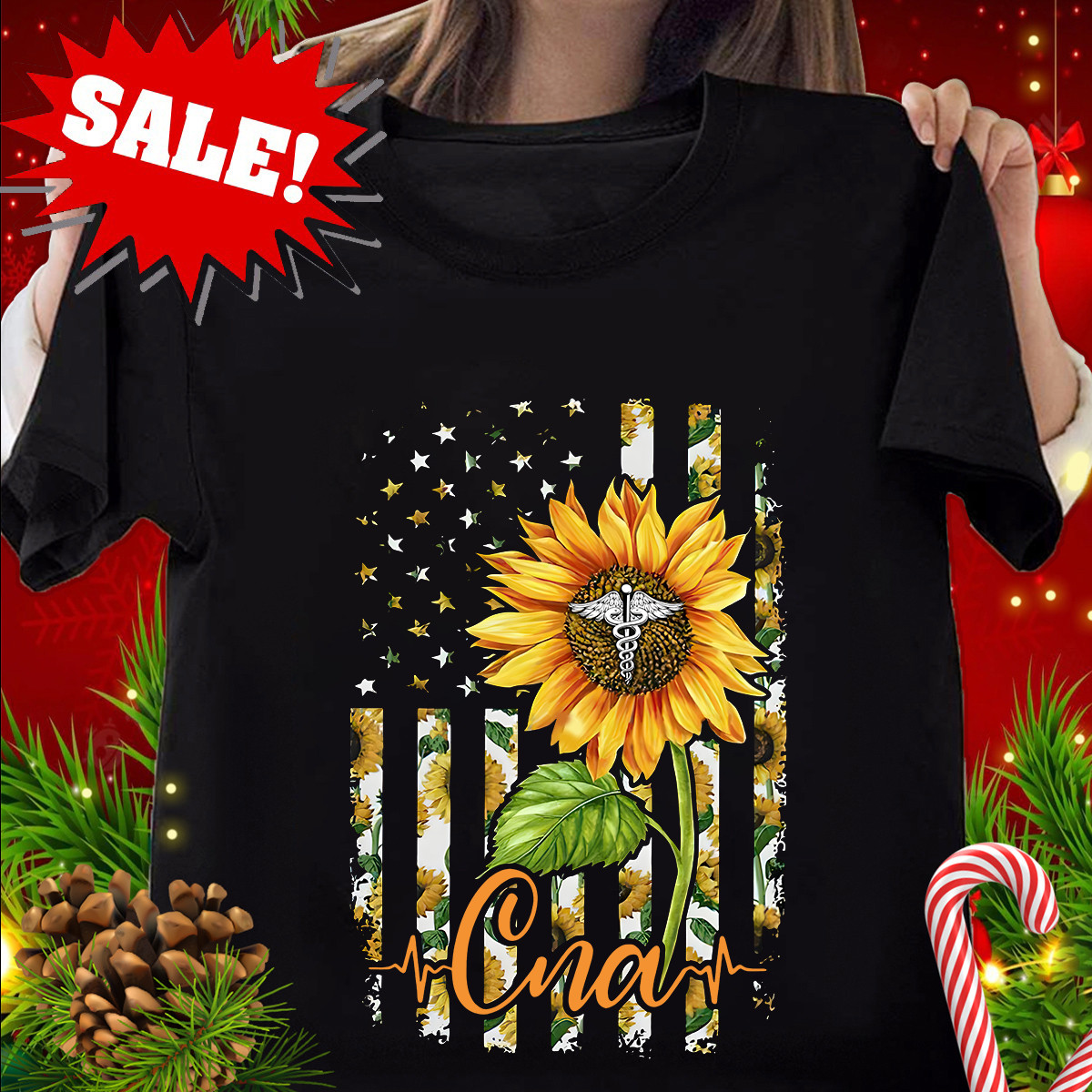 Cna American Flag And Sunflower Shirt - Walmart.com