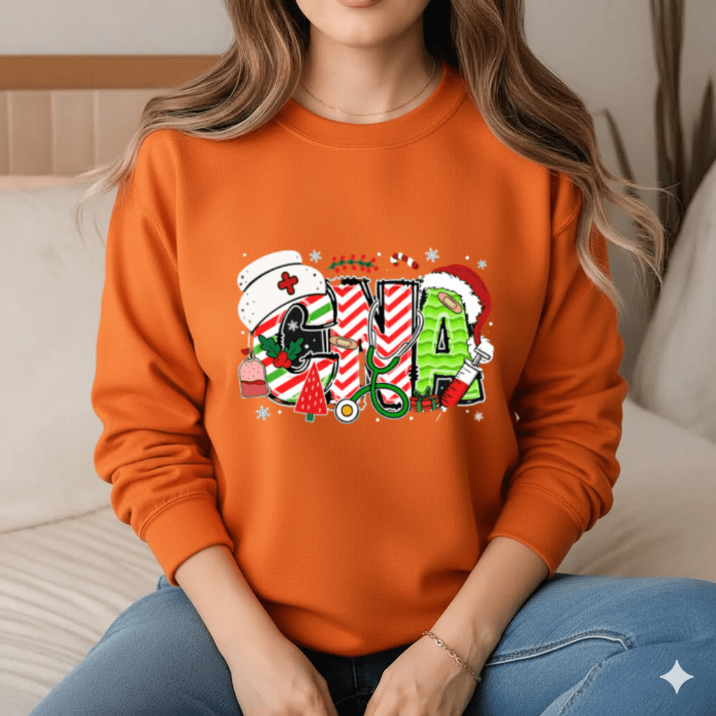 Cna Medical Team Holiday Nurse Winter Christmas Theme Sweatshirt, up to ...