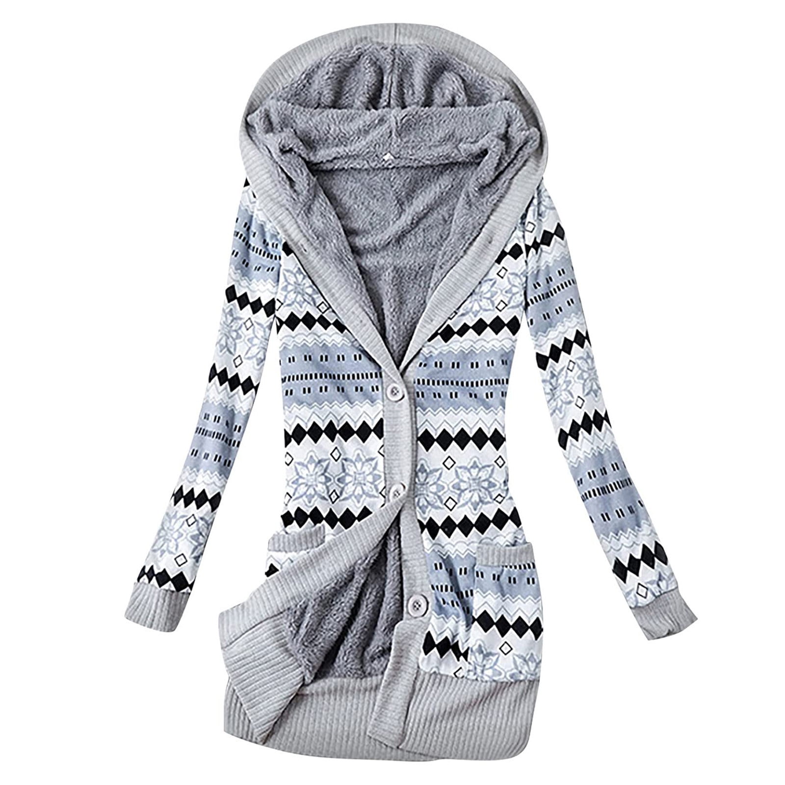 Cnbwig Cardigan for Womens Sweater Hooded Overcoat Knitted Thick ...