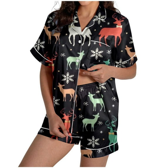 Cnbwig Christmas Candy Pajamas for Women Button Down Long Sleeve Top ...
