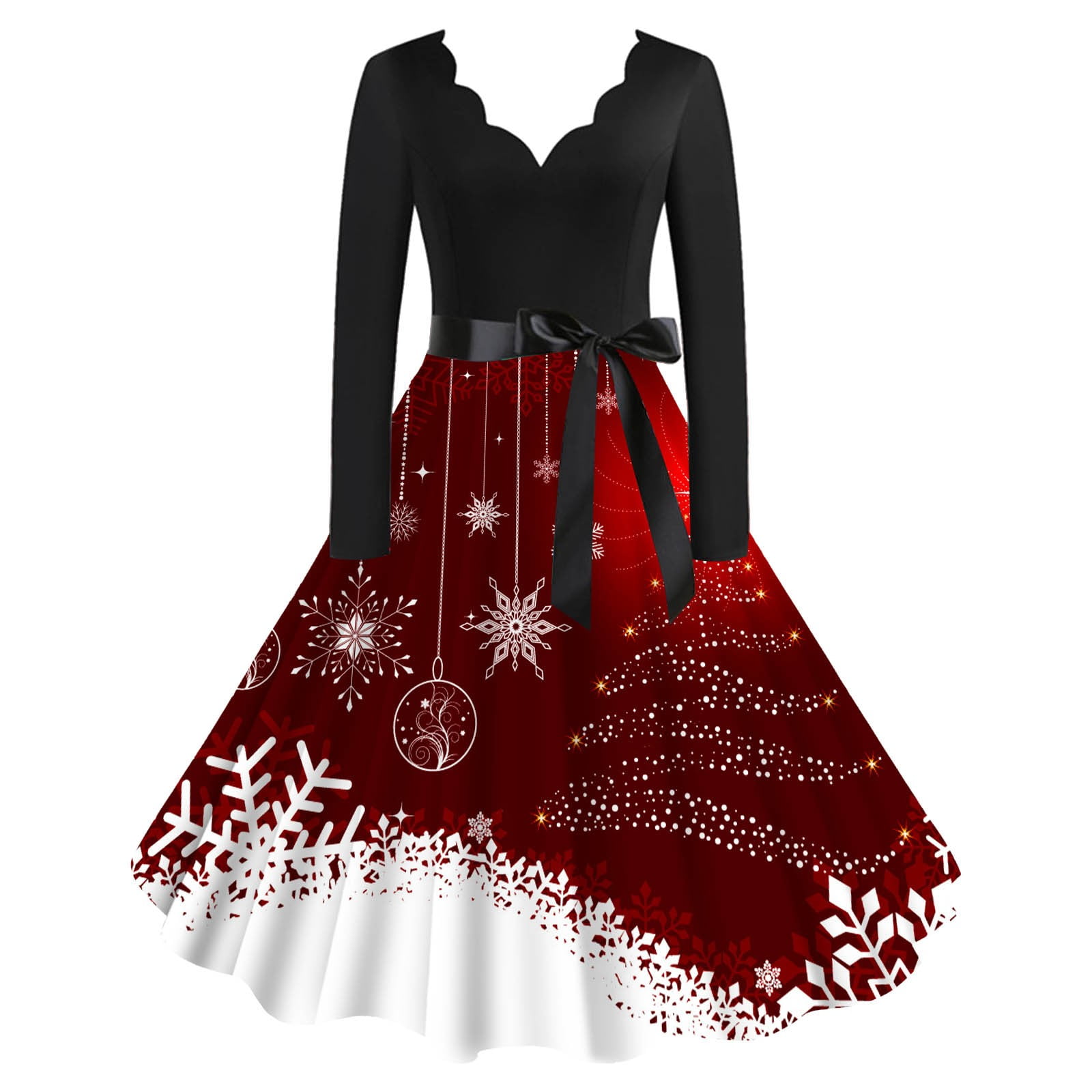 Cnbwig Christmas Gifts for Ladies Christmas Classic Tea Dress Long ...