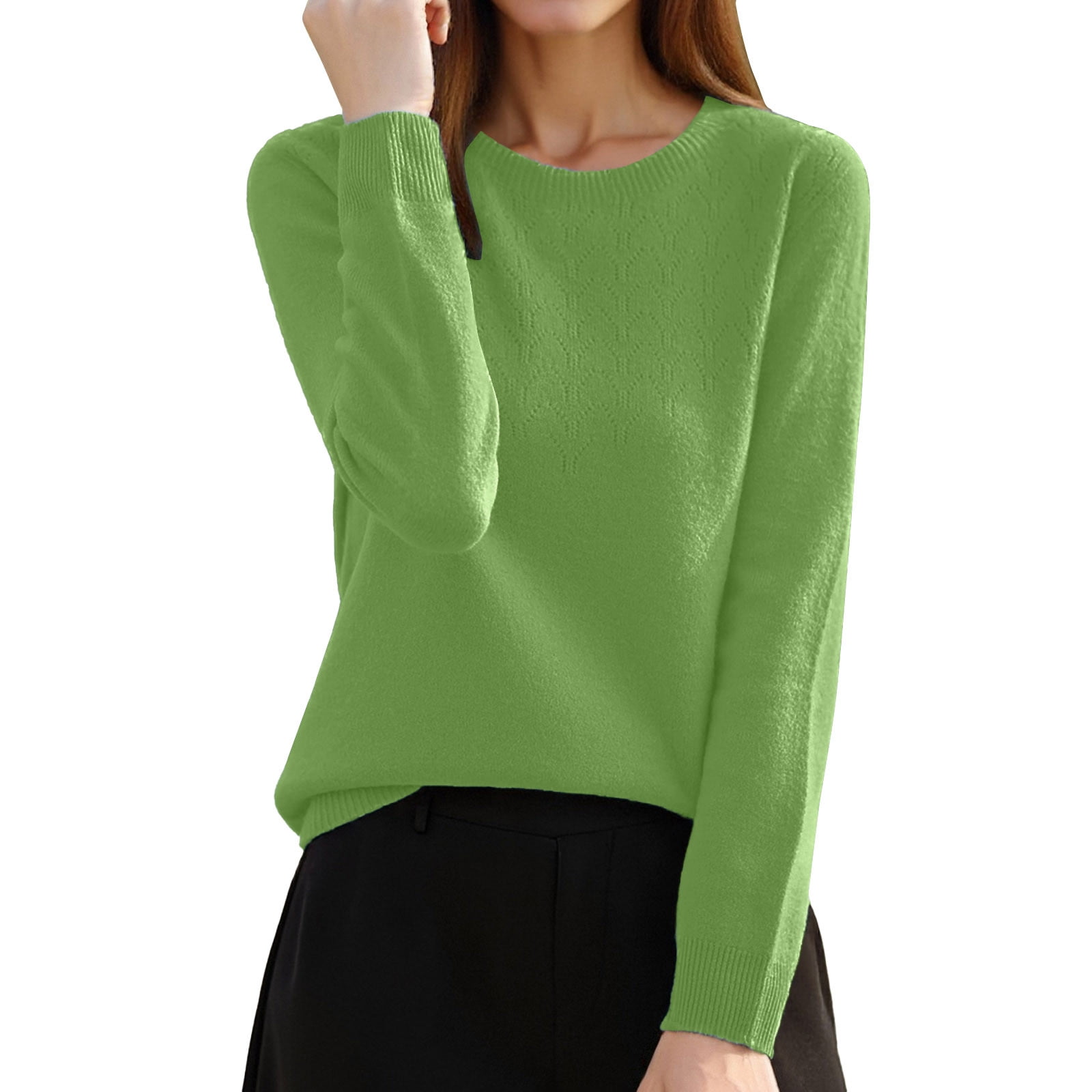 Cnbwig Sweaters for Women Knitted Pullover Sweater Long Sleeve Loose ...
