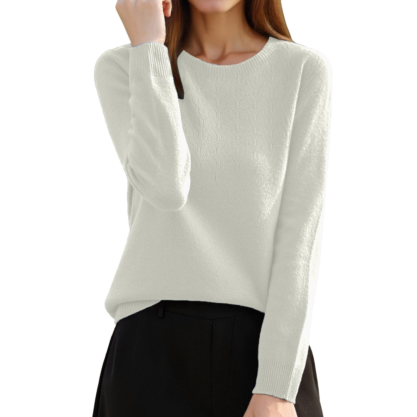 Cnbwig Chunky Sweaters for Women Knitted Pullover Sweater Long Sleeve ...