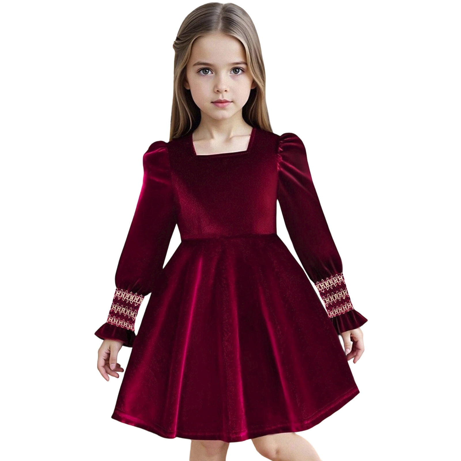 Cnbwig Elegant Girls Long Sleeve Dress with Ruffle Cuff Design and ...