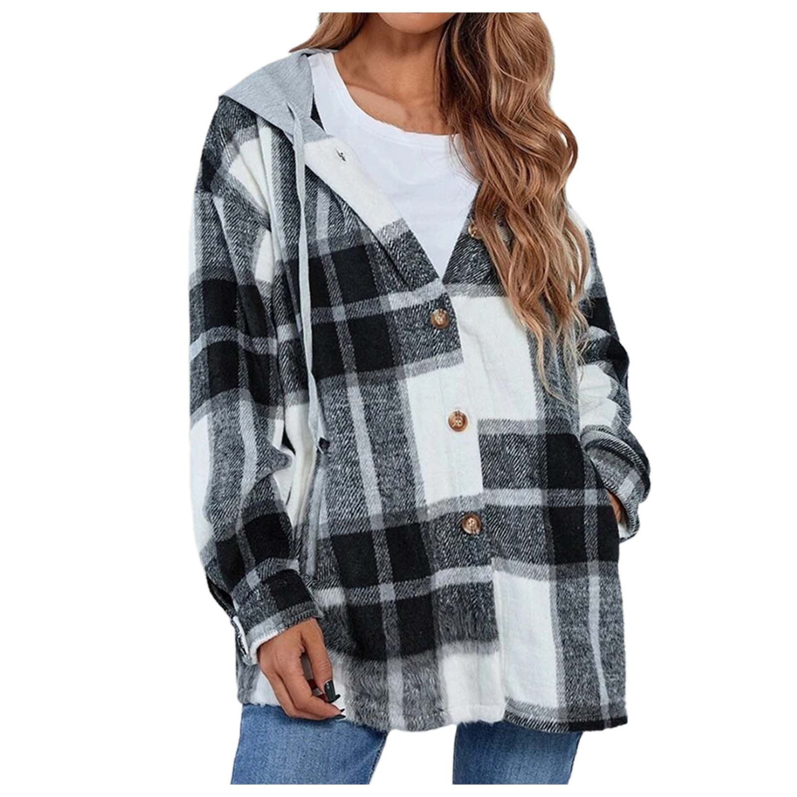 Cnbwig Fall Checked Hoodies for Womens Winter Fashion Oversized Plaid ...