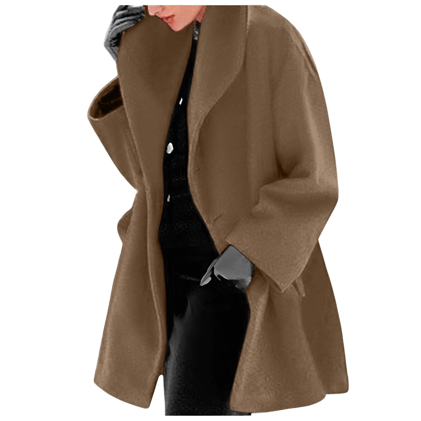 Cnbwig Fall Coats for Women 2025 Winter Wool Coat Trench Warm Solid ...